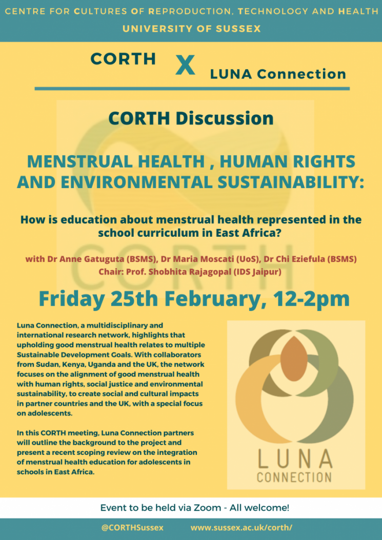 CORTH event this Friday 25th 12-2pm : Staff Hub : University of Sussex